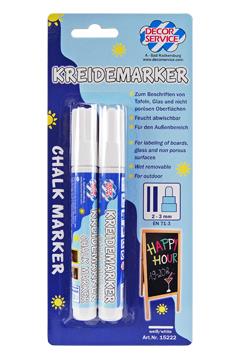 Marker tekoča kreda / bel / 2-3mm / 2kos - Euronova